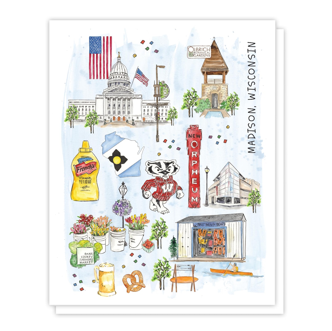 Madison Wisconsin Skyline Greeting Card, Skyline Card for New Job Gift ...