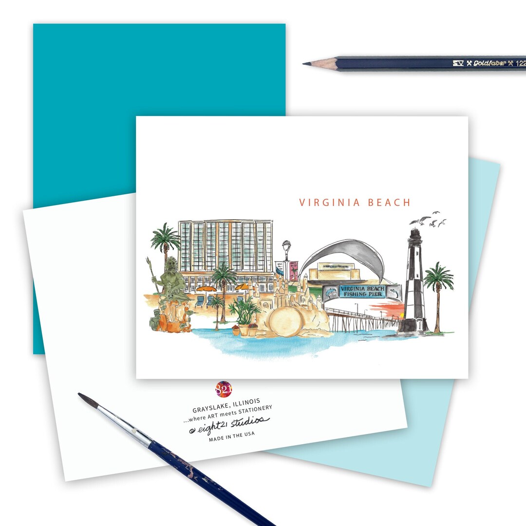Virginia Beach Gifts for Relocation Gift Stationery Set of 10 Folded ...