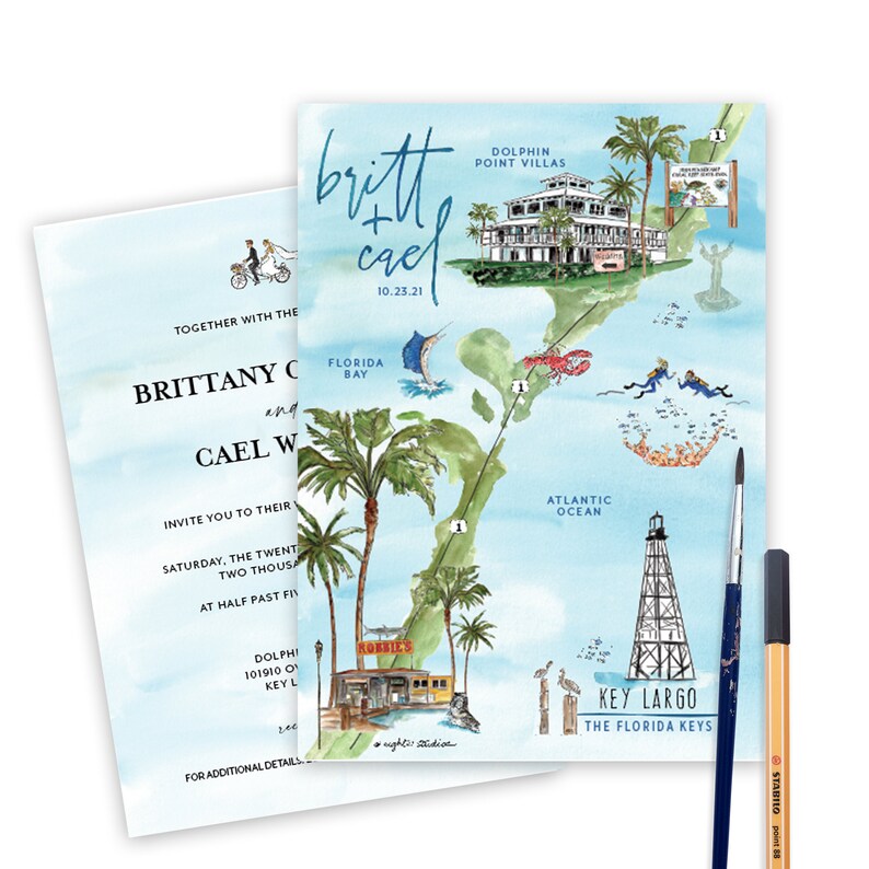 Custom Wedding Maps Personalized Wedding Maps Watercolor - Etsy