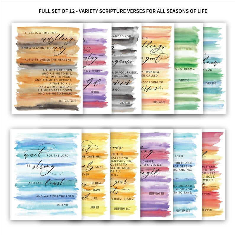 Christian Note Cards Set of 12 With Envelopes, Assortment Scripture ...