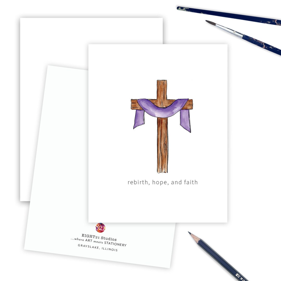 Christian Cross Easter Greeting Card, Happy Easter Card, Religious ...