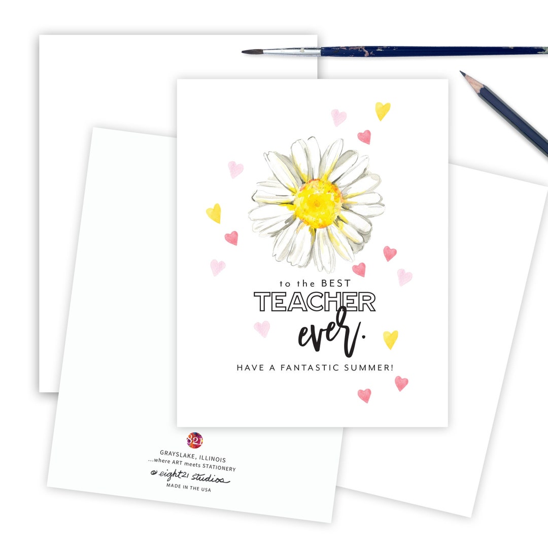 Best Teacher Ever Card, Teacher Appreciation Greeting Card, End of Year ...