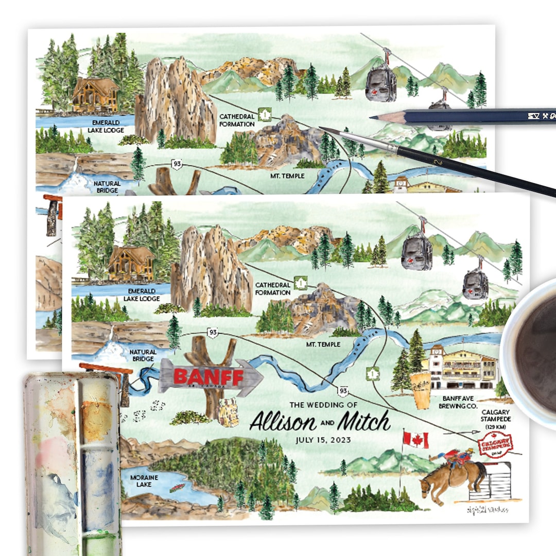 Wedding Itinerary, Welcome Bag Insert With Map, Watercolor Map for ...