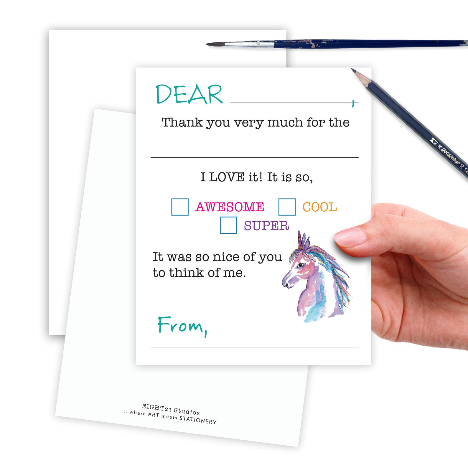 Fill in the Blank Birthday Thank You Notes With Unicorn Fill - Etsy