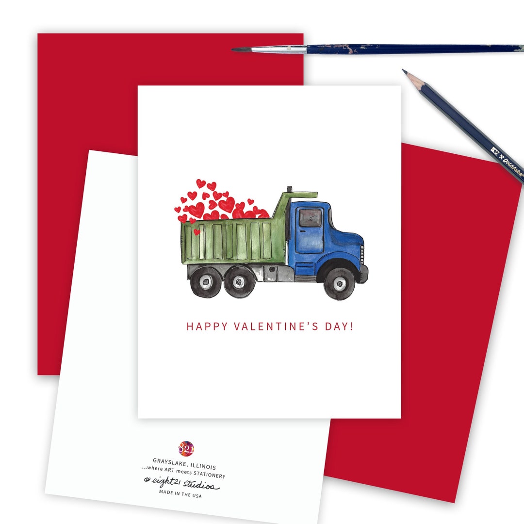 Valentine's Day Cards for Kids, Trucks Valentine Greetings for Boys ...