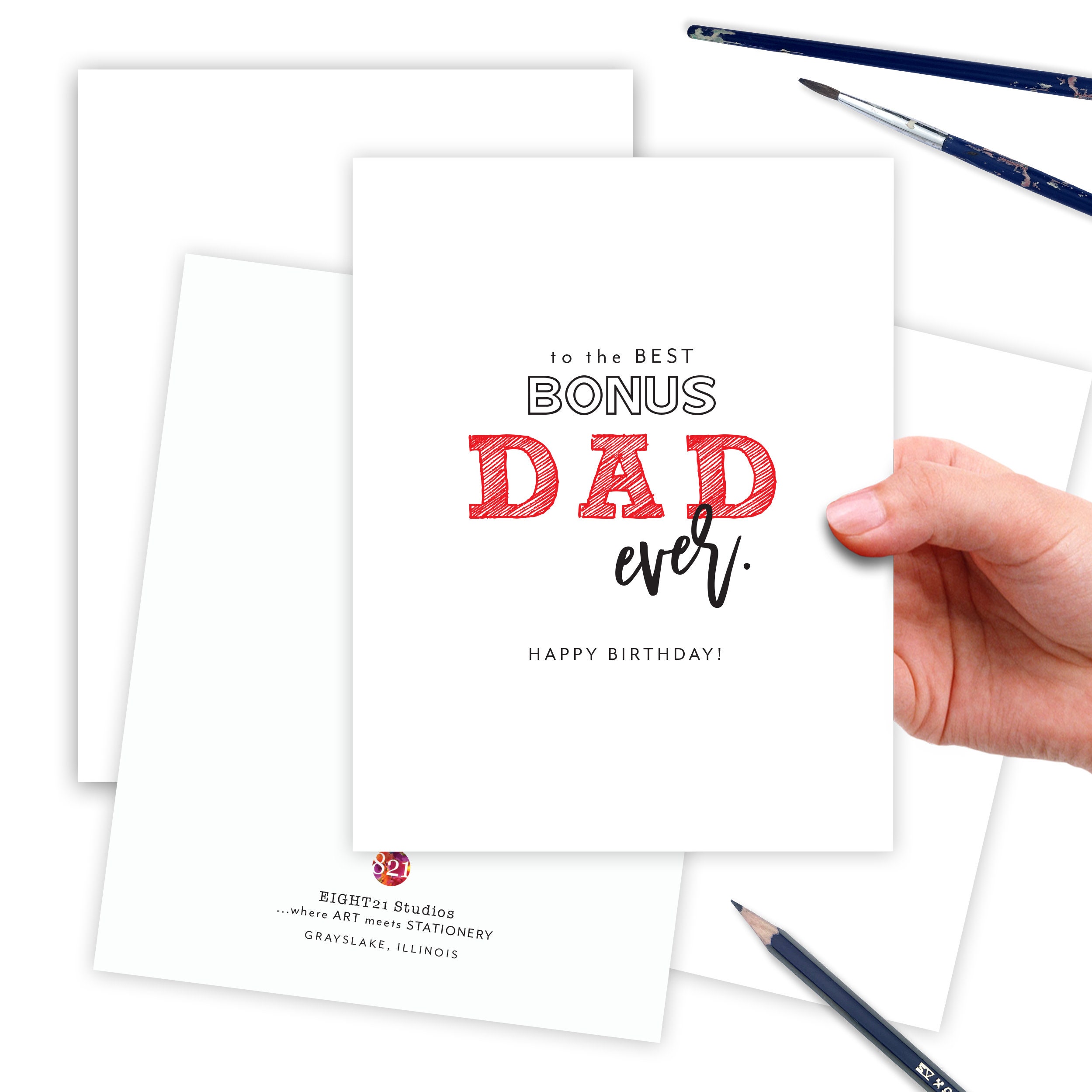 Bonus Dad Happy Birthday Card Second Father Figure Best Step - Etsy