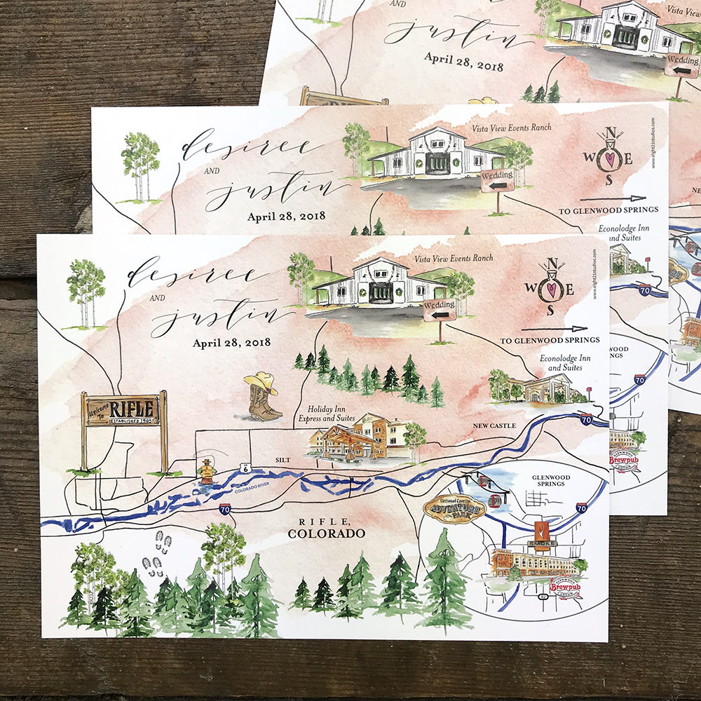 Custom Wedding Maps Personalized Wedding Maps Watercolor - Etsy UK