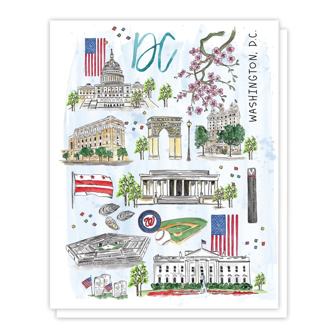 Washington DC Skyline Greeting Card, Skyline Card for New Job Gift for ...