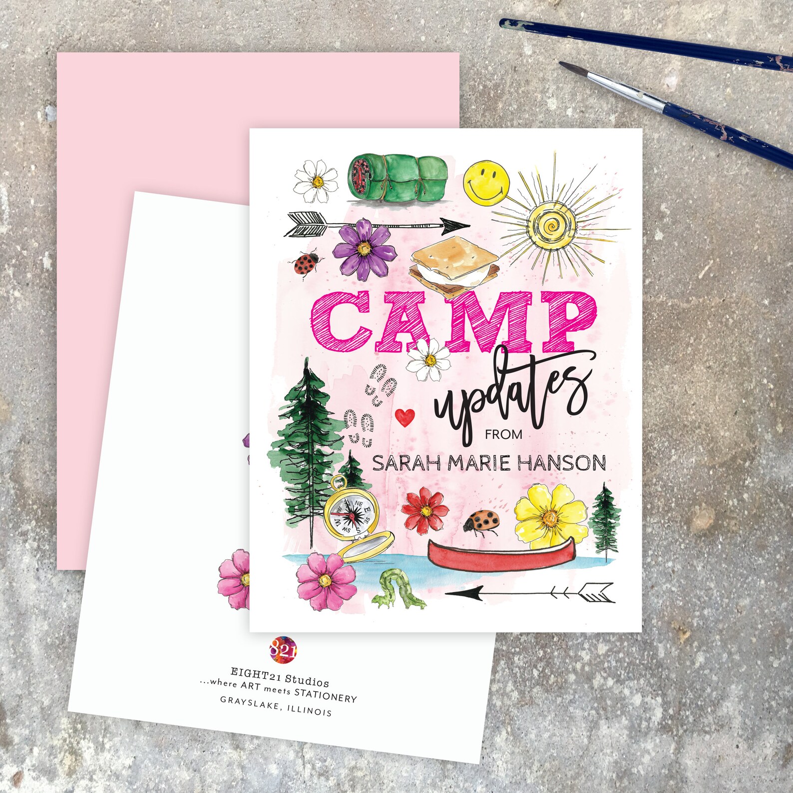 Camp Cards for Campers, Sleep Away Summer Camp Stationery Set of 10 ...