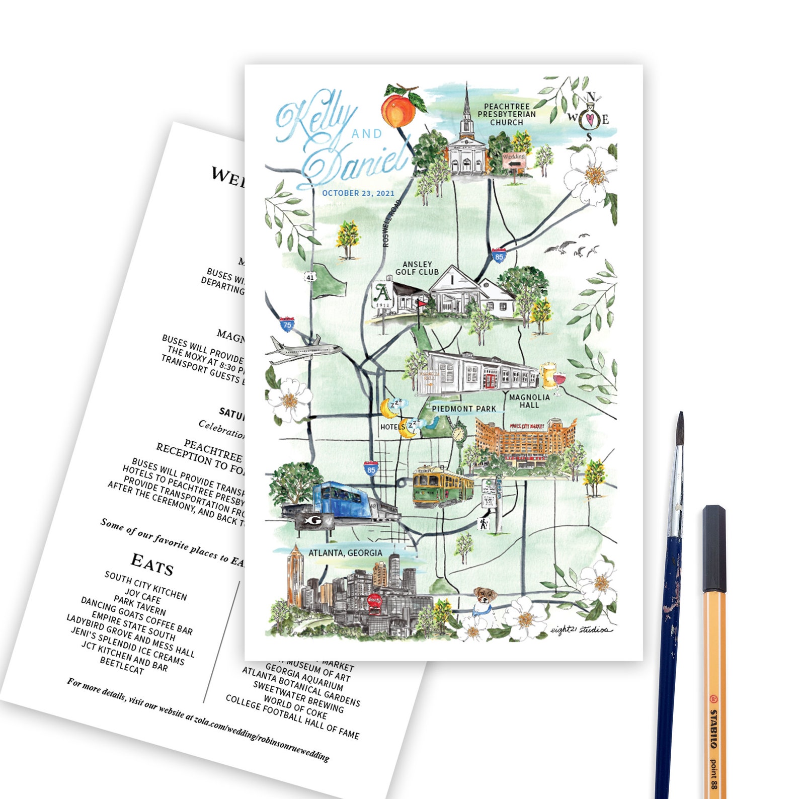 Custom Wedding Maps Personalized Wedding Maps Watercolor - Etsy