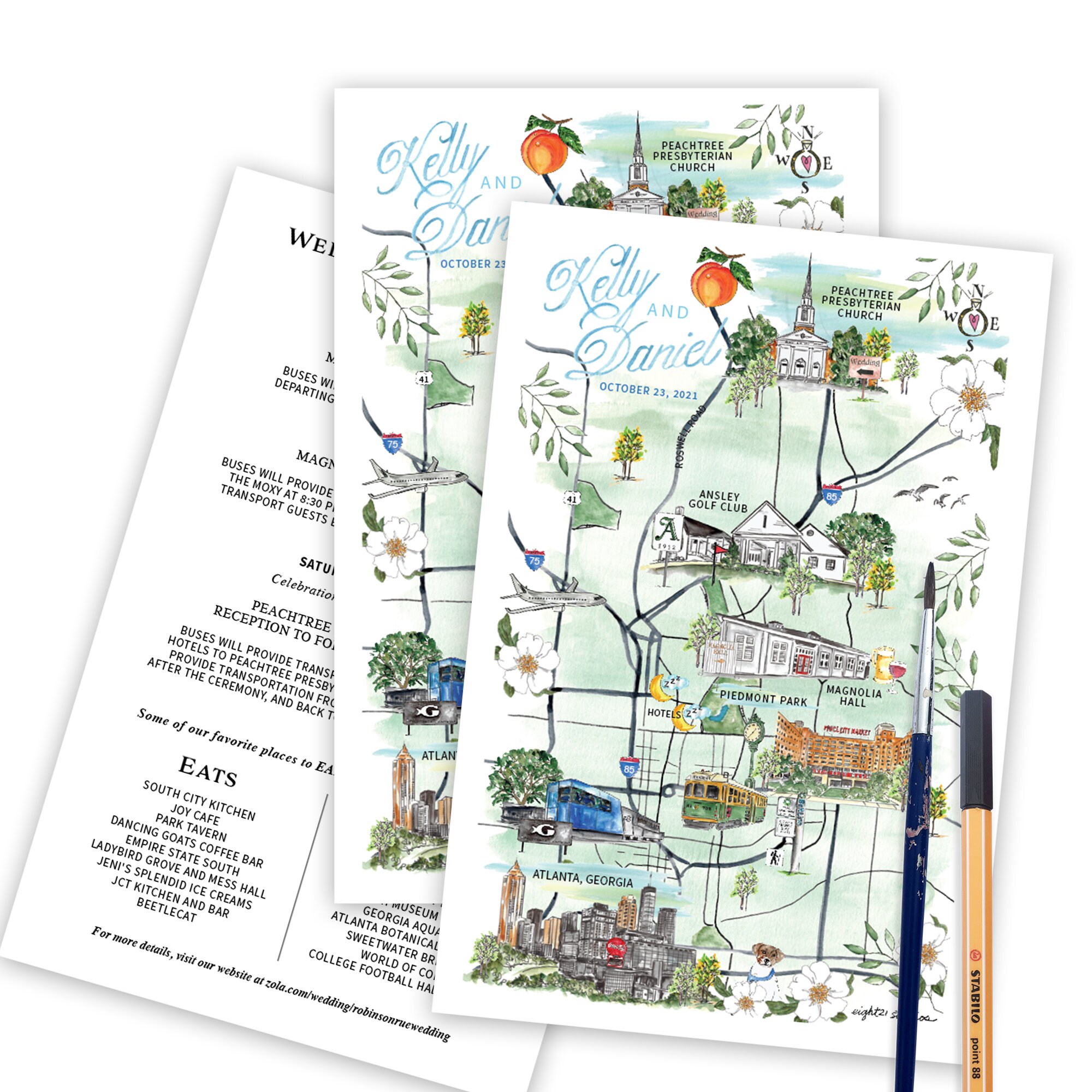 Wedding Invitation Map Watercolor Wedding Maps Map | Etsy