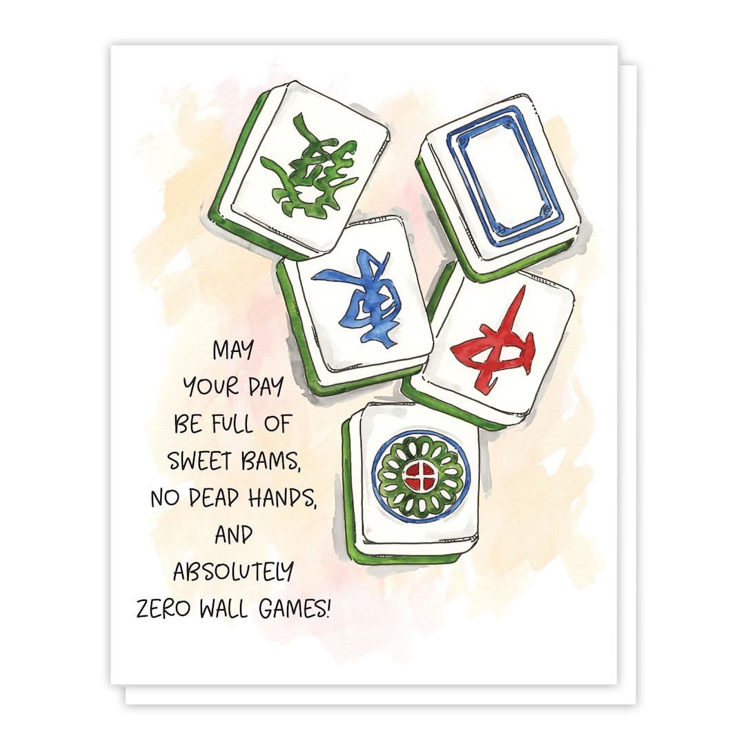 Mahjong Greeting Card, Mahjong Card for Friends, Tile Game Lovers ...