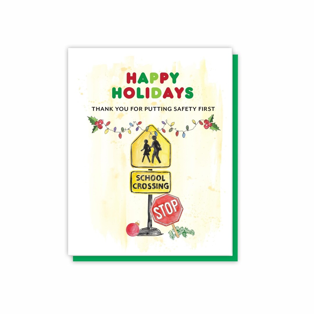 Crossing Guard Gift, School Appreciation Christmas Card, Teacher Thank ...