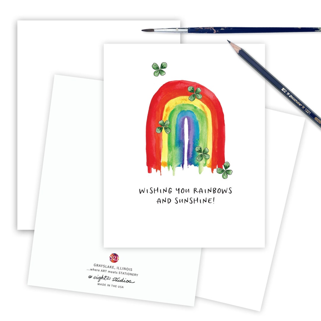 Rainbow Lovers Card, Wishing You Rainbows and Sunshine Greeting Card ...