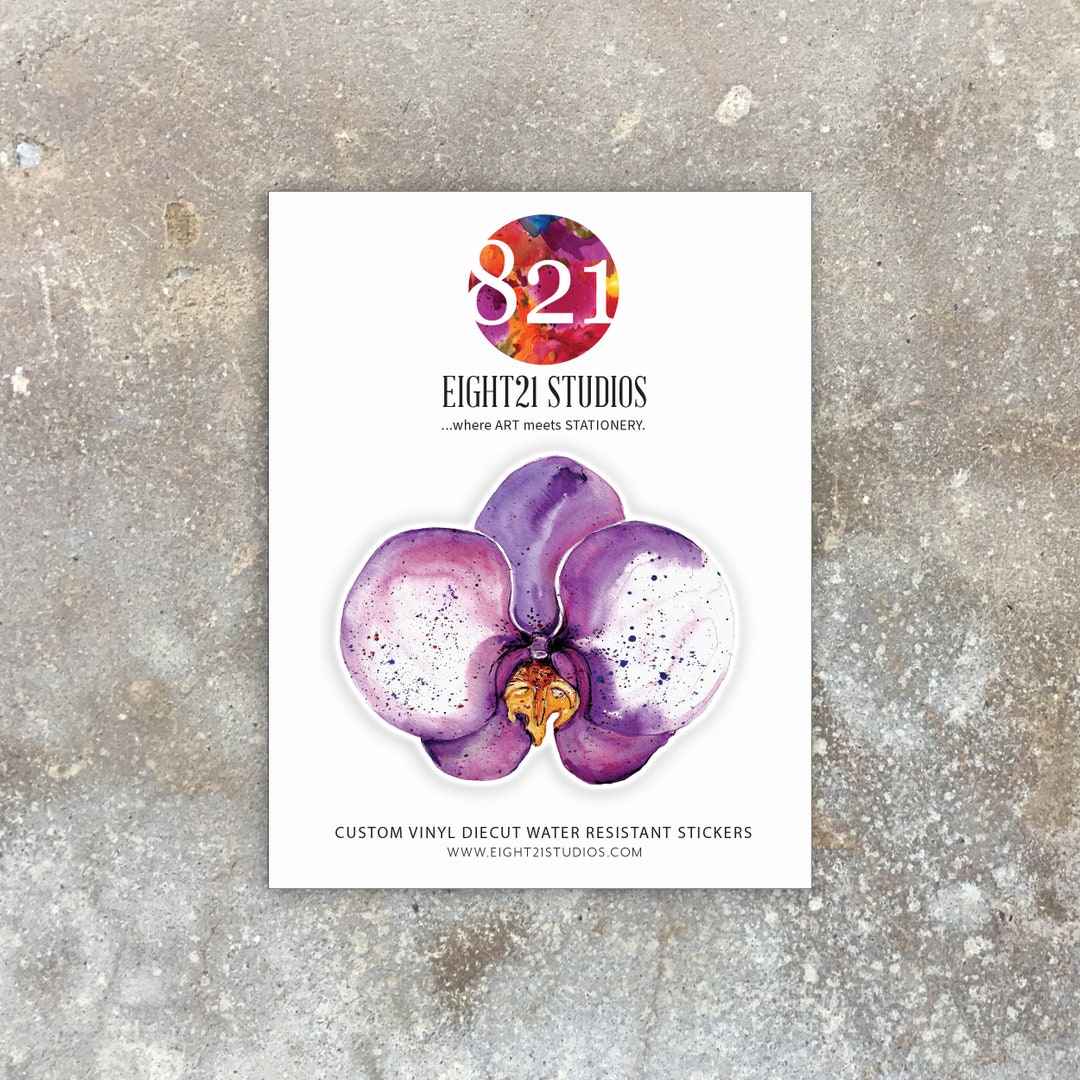Orchid Sticker, Vinyl Sticker for Water Bottle or Laptop, Dendrobium ...