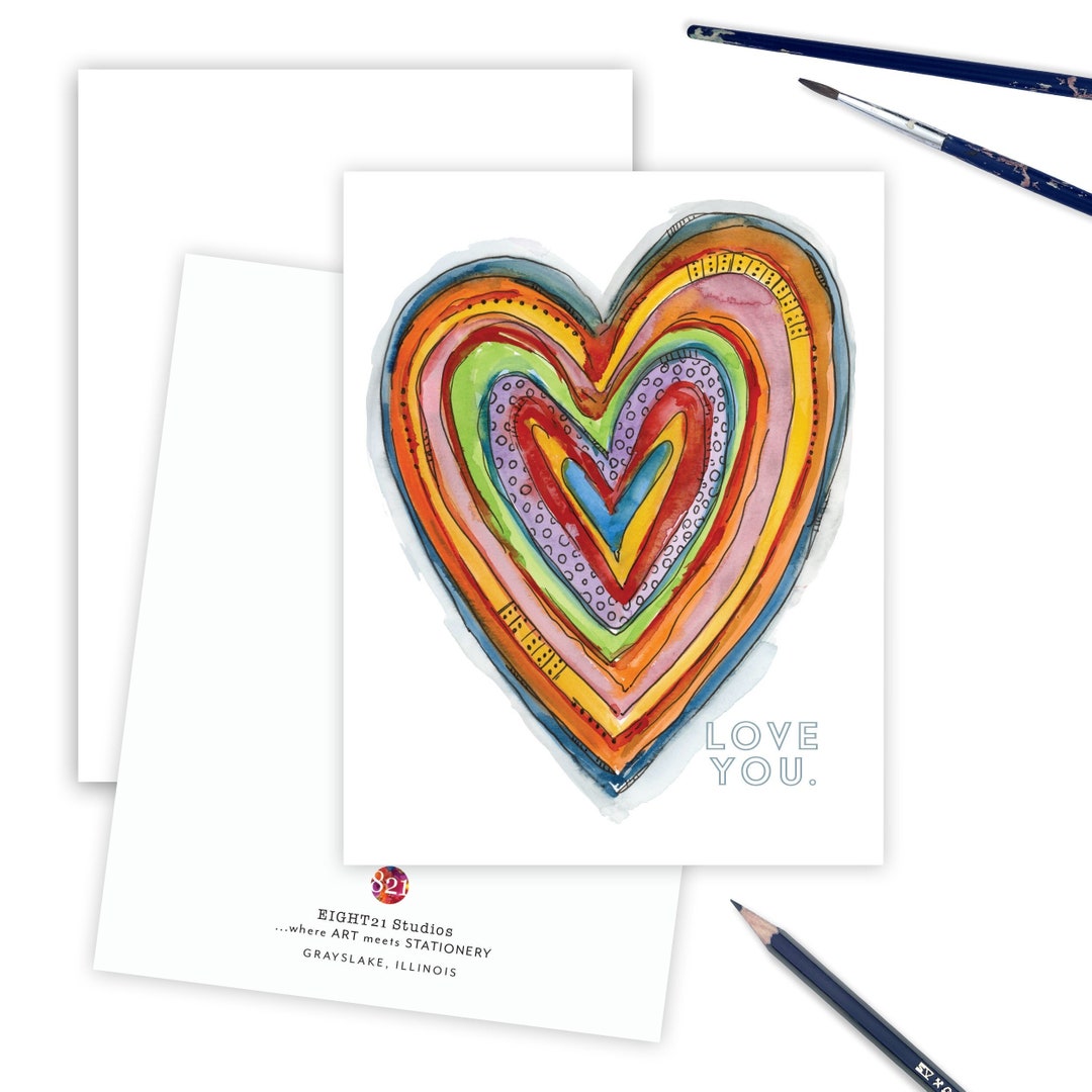 Boho Valentine Card, I Love You Card Anniversary, Heart Card for Wife ...