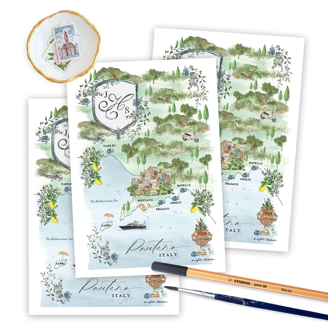 Alisal Ranch Personalized Wedding Maps Watercolor Wedding - Etsy