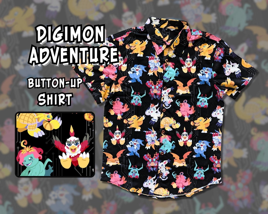 DIGIMON ADVENTURE Button up Shirt Sizes S-3X | Digital Monster ...