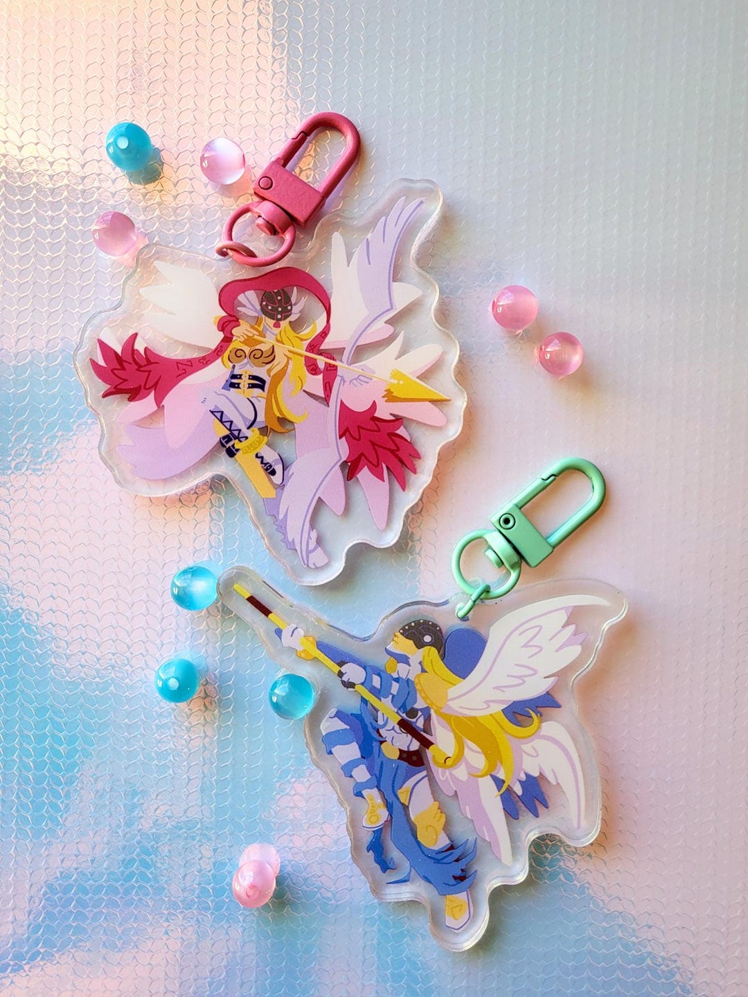DIGIMON Angels Angemon Angewomon - Acrylic Keychain Charm | Digimon ...