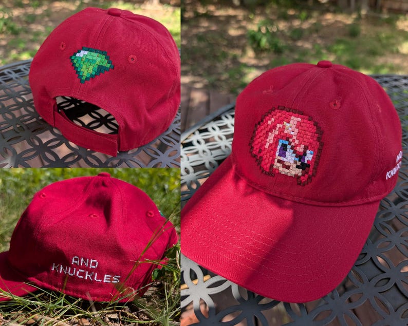 Knuckles and Shadow Pixel Art Embroidery Hats | Sonic Apparel - Etsy