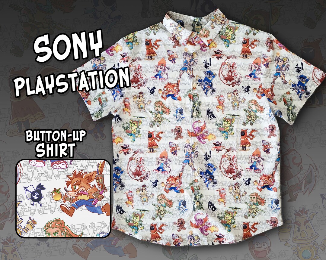 PLAYSTATION Pattern Button up Shirt Sizes S-3X | Video Games, Ratchet ...