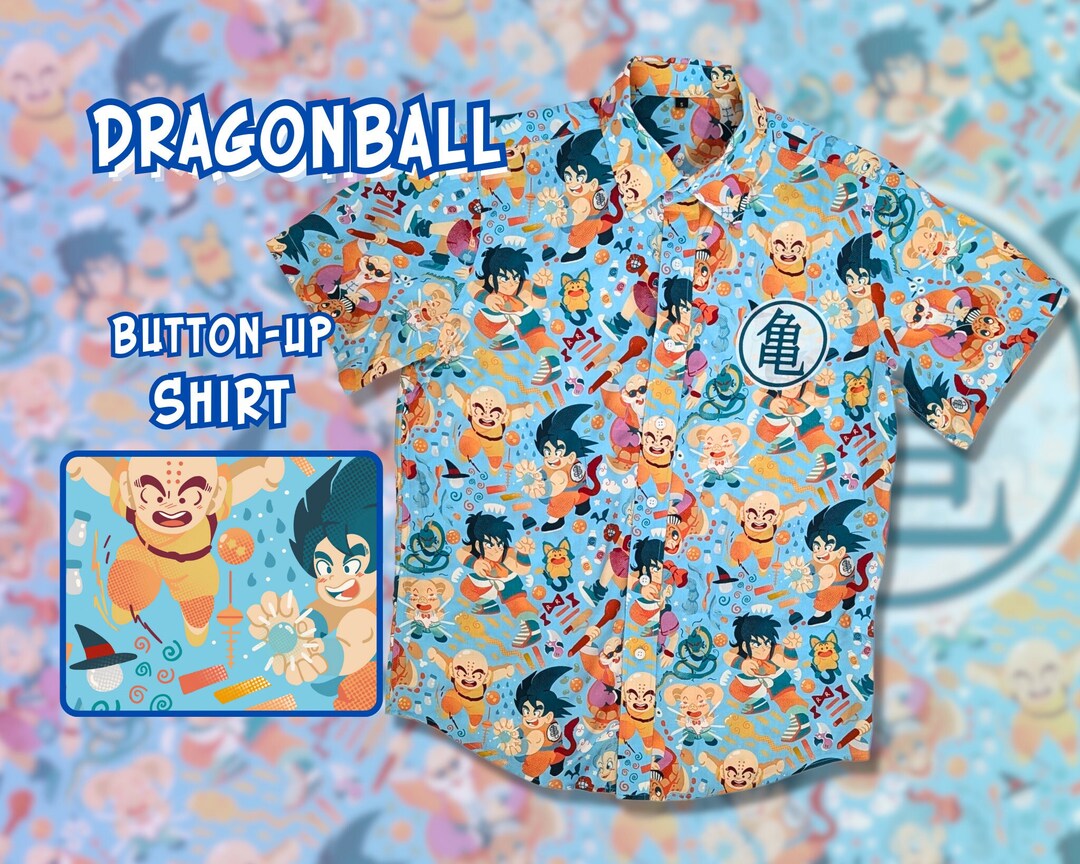 ANIME DB Dragon BOY Button up Shirt Sizes S-3X Shonen, Nostalgic ...