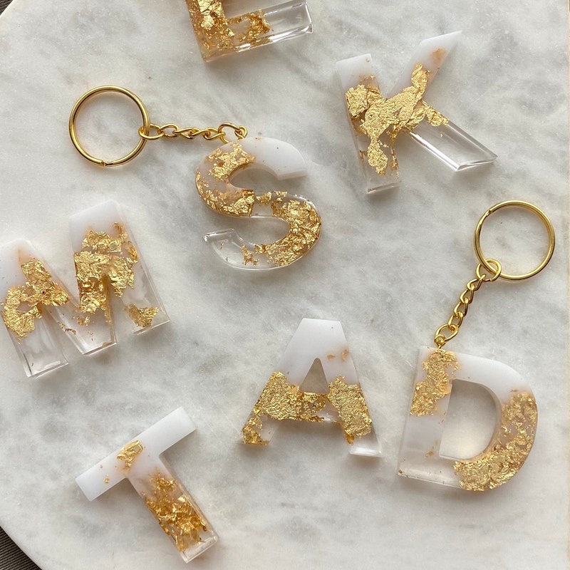 Resin Initial Keychain - Etsy