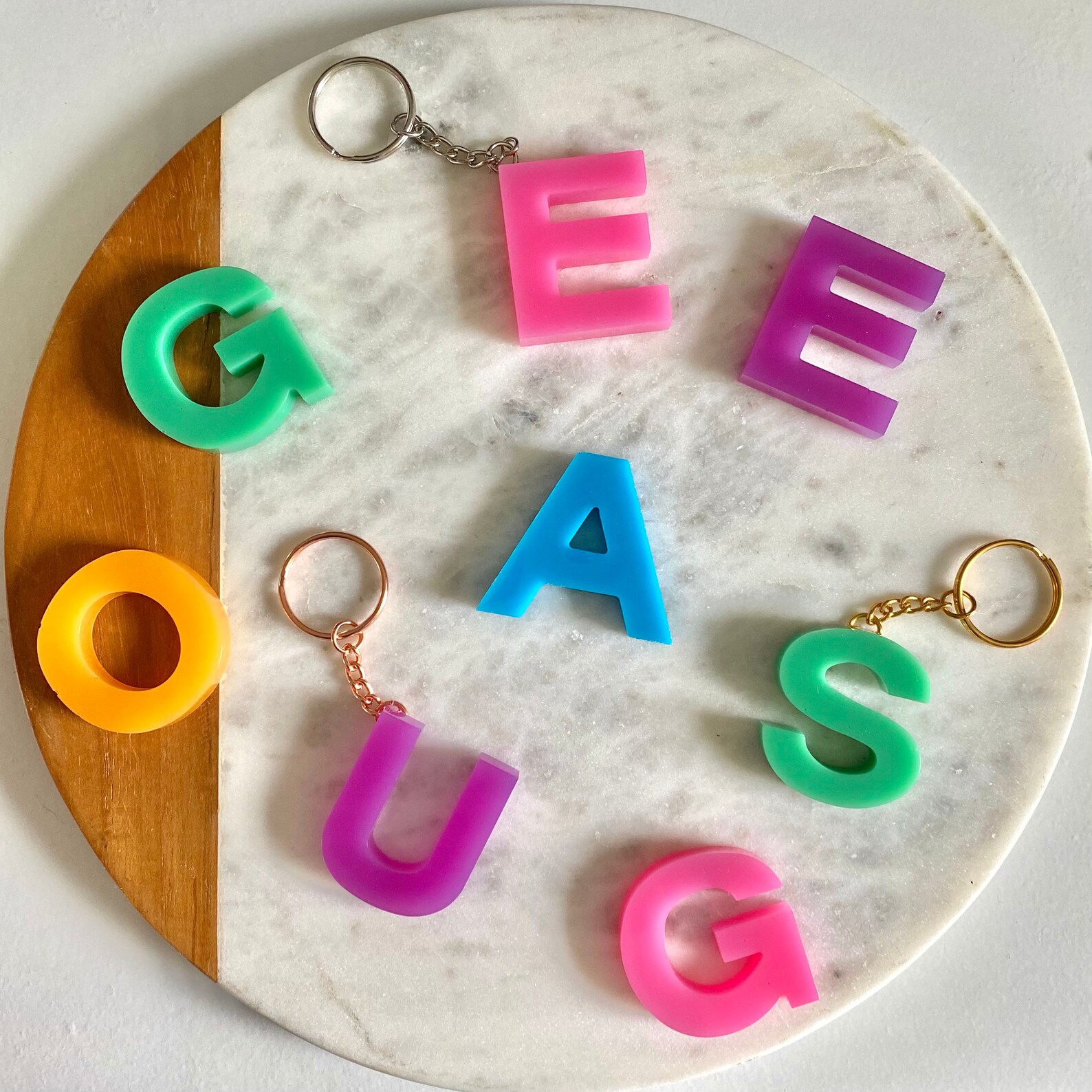 Kids Colorful Initial Keychain Kids Keychain Kids Initial | Etsy