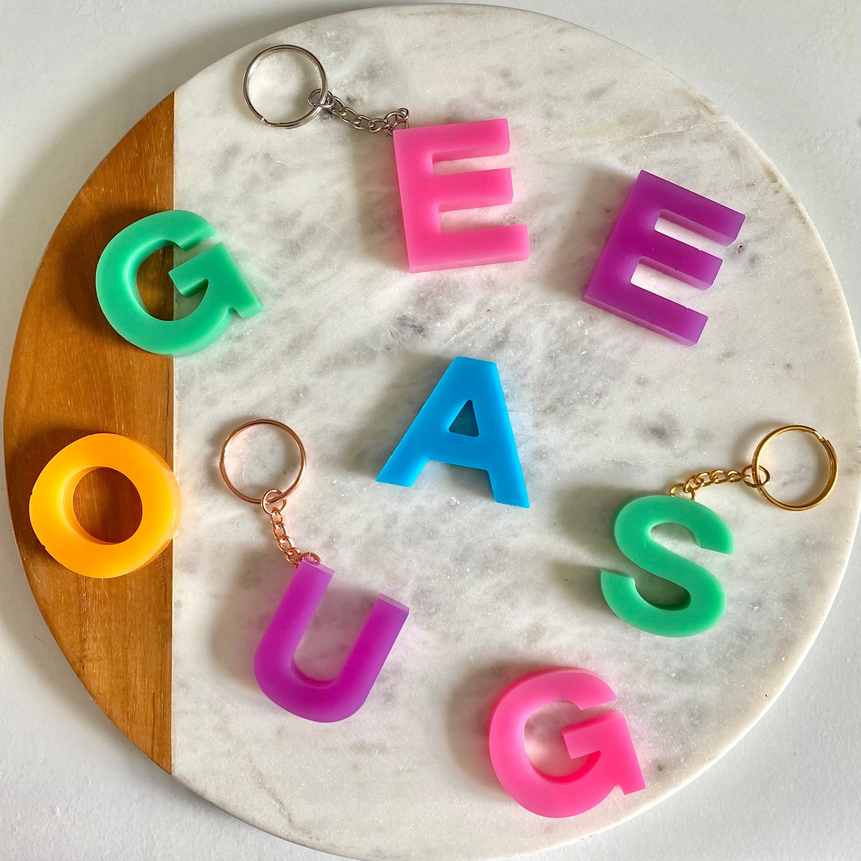 Kids Colorful Initial Keychain Kids Keychain Kids Initial | Etsy