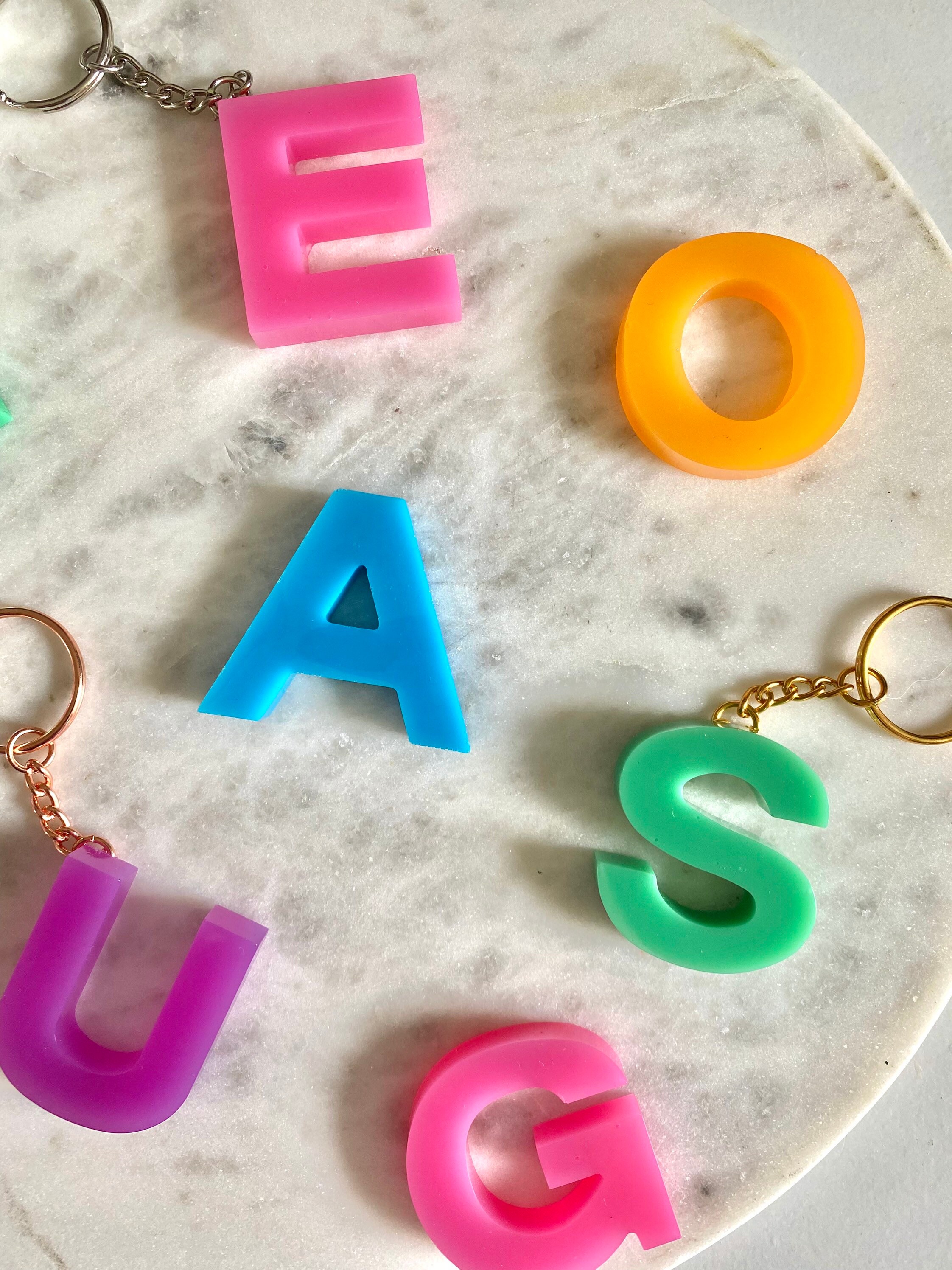 Kids Colorful Initial Keychain Kids Keychain Kids Initial | Etsy