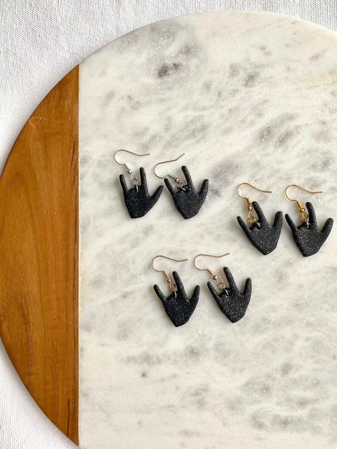 Sparkling I Love You Sign Language Clay Earrings American Sign Language ...