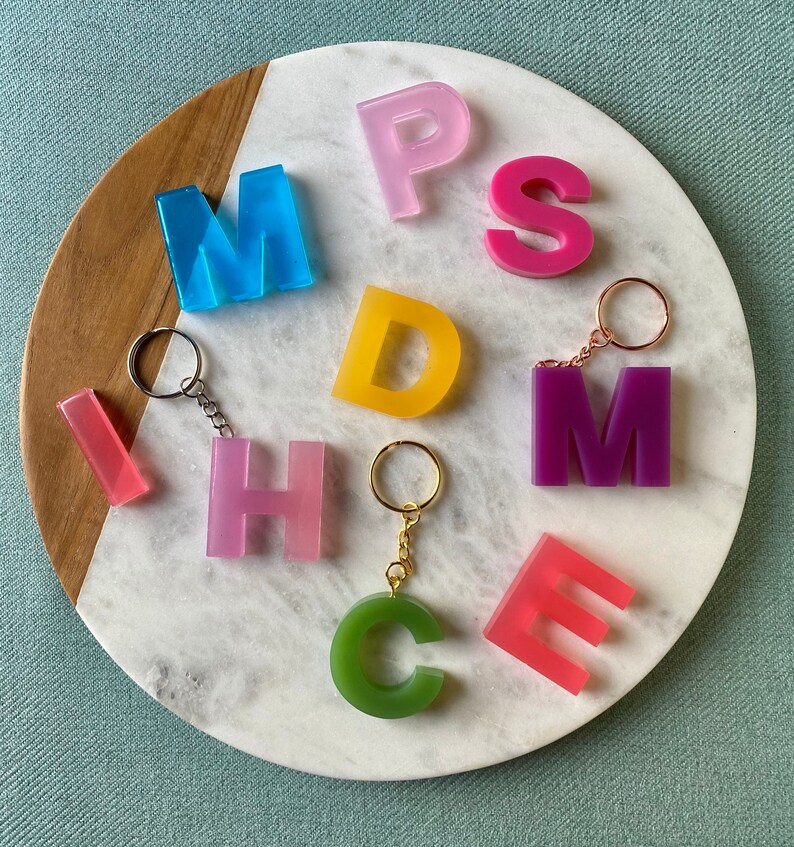 Kids Colorful Initial Keychain Kids Keychain Kids Initial | Etsy