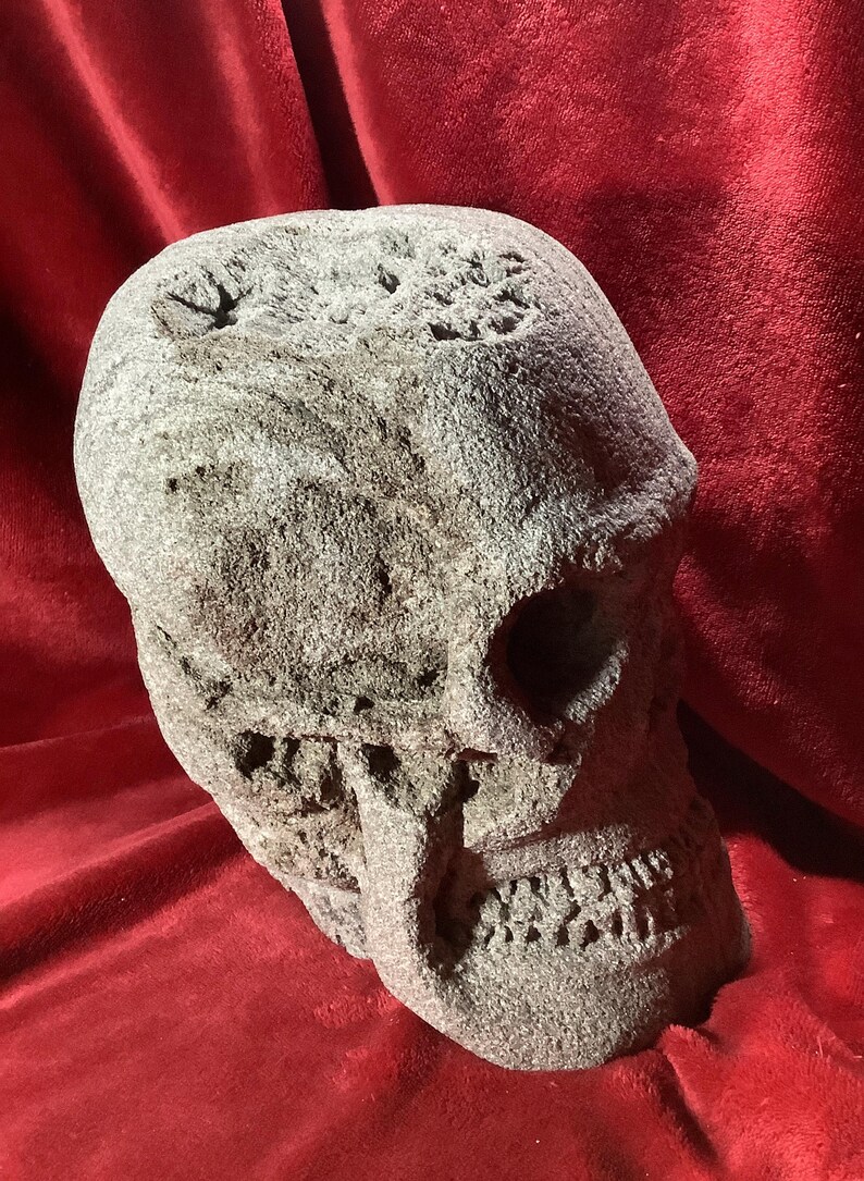 Skull Sculpture Lava Rock Volcanic Feather Stone Carving Hand Carved ...