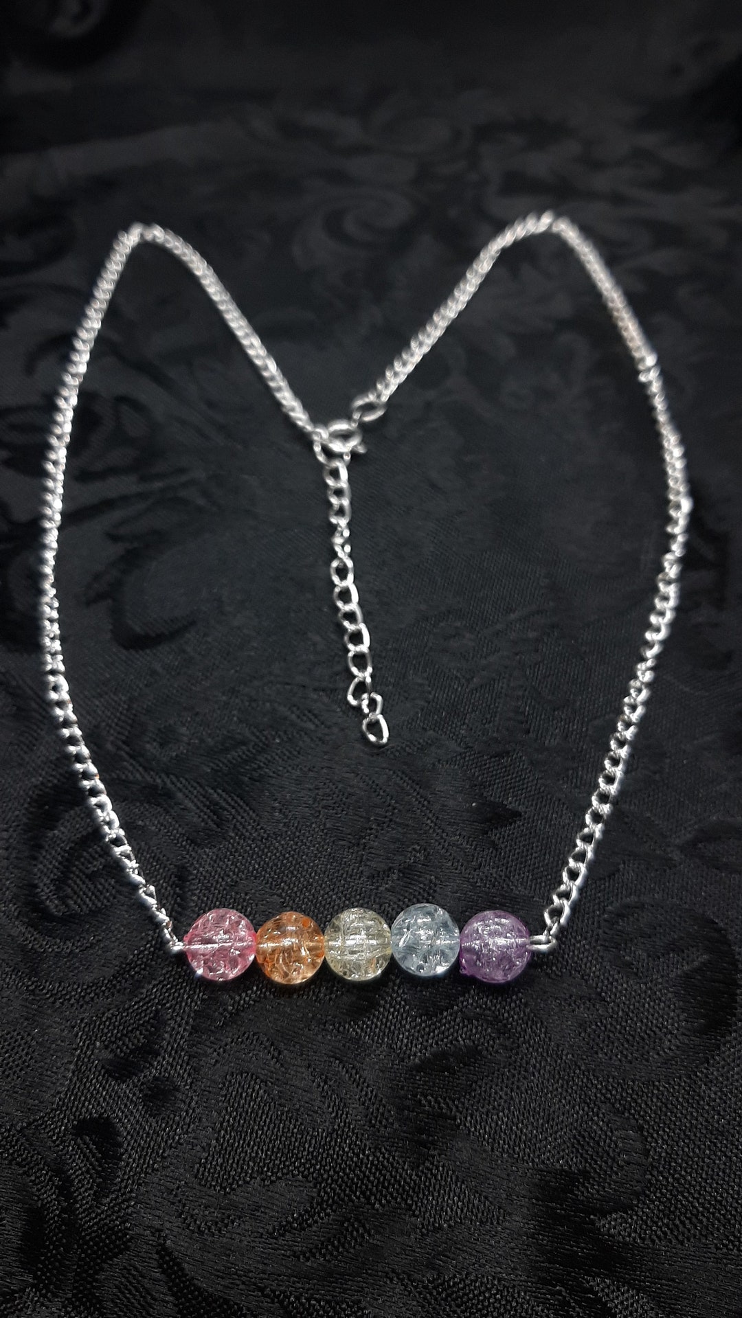 Crackle Beads Pastel Rainbow Pride Chain Necklace Handmade Gay Love ...