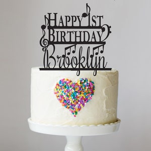 Happy Birthday, Any Age, Cake Topper, Music, Musician, Musical Notes ...