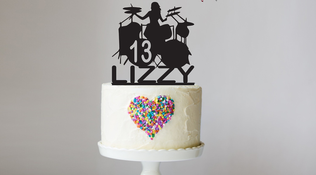 Girl Drummer Cake Topper, Music, Treble Clef, Musician, Band Party ...