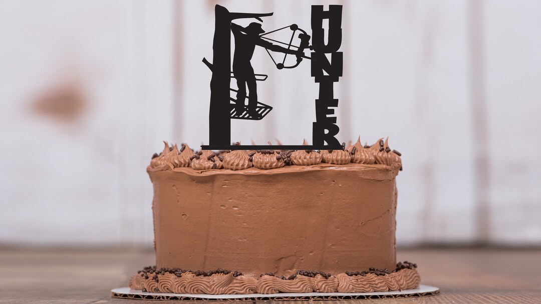 Bow Hunter Cake Topper, Hunter in Tree Stand, Outdoor Man, Bow Deer ...