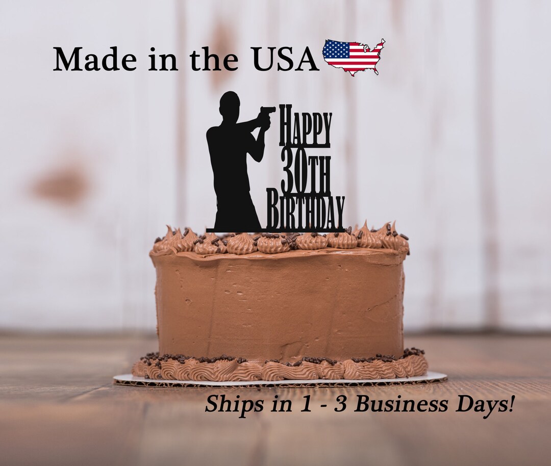 Gun Birthday Cake Topper Any Age Man Shooting Mans Cake - Etsy