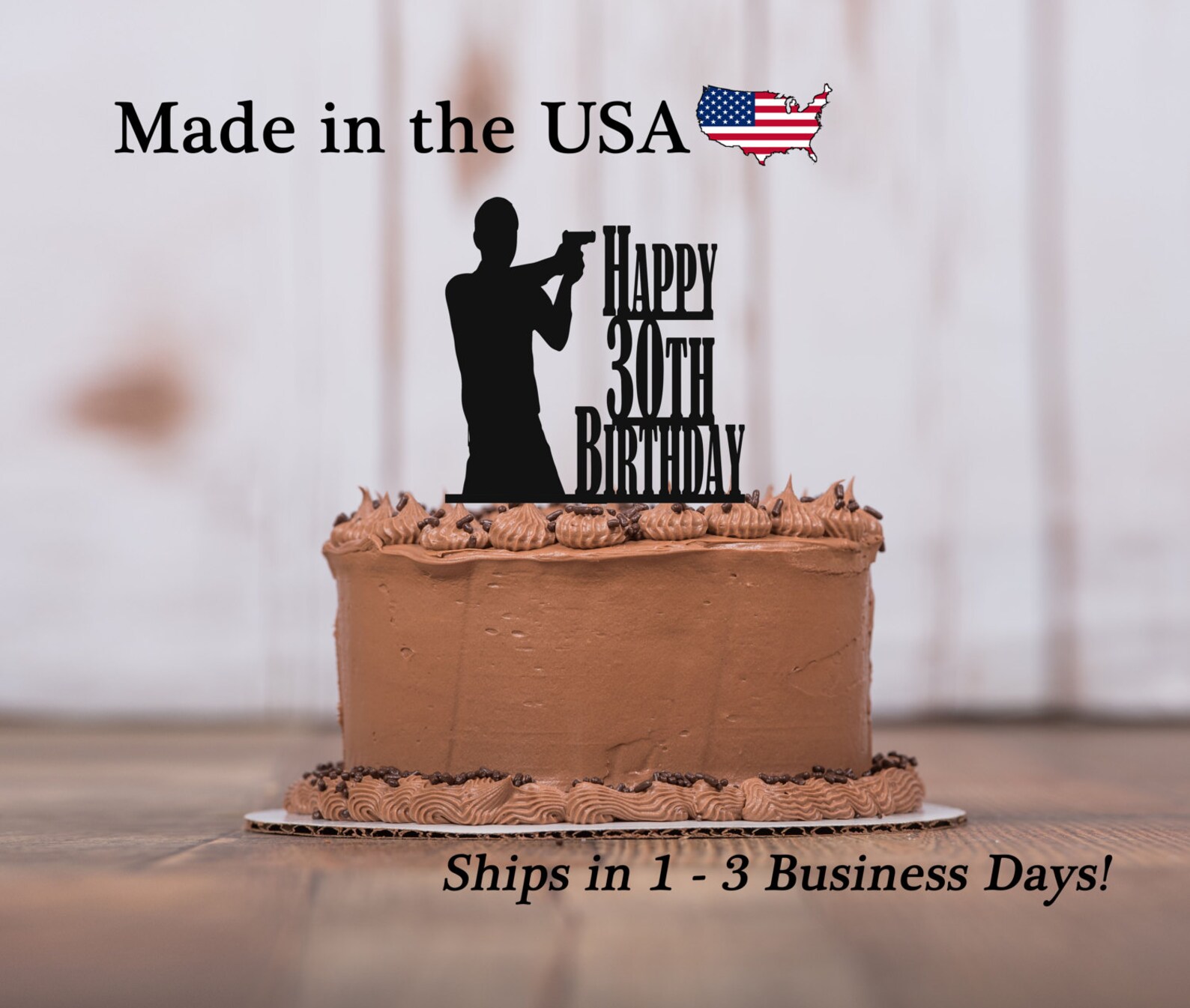 Gun Birthday Cake Topper Any Age Man Shooting Mans Cake | Etsy