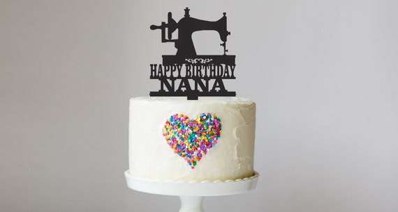 Seamstress Birthday Cake Fondant Sewing Machine Cake Topper Etsy