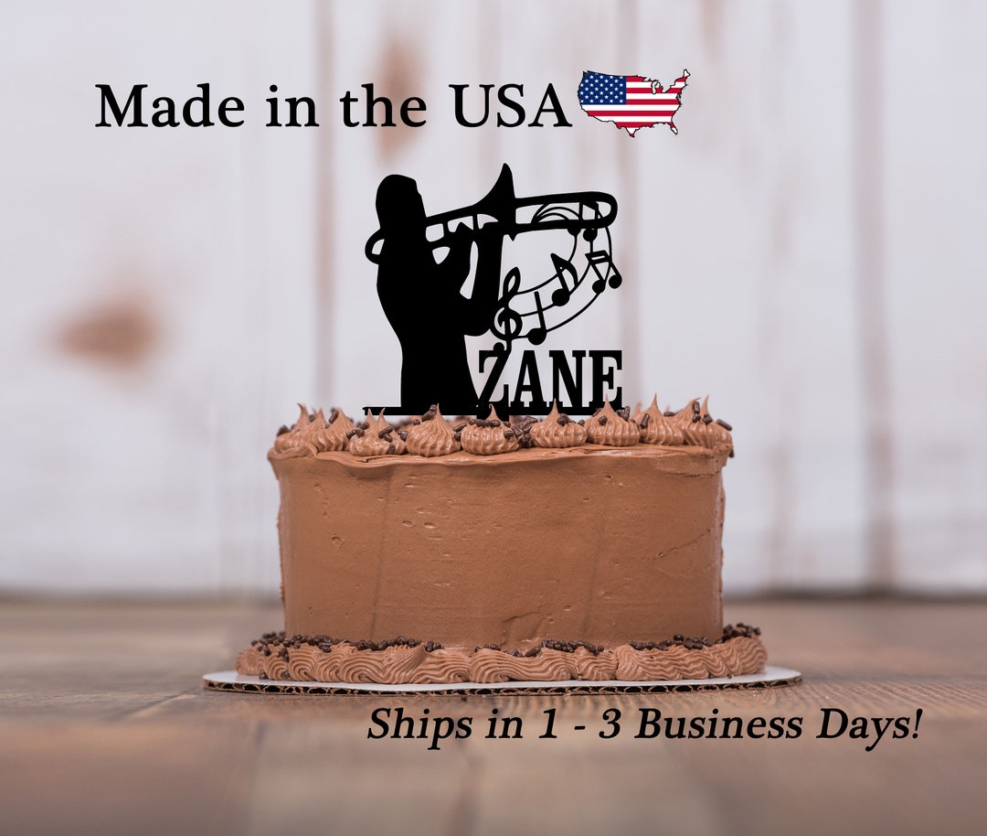 Trombone Cake Topper Music Treble Clef Brass Instrument - Etsy