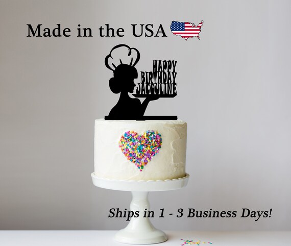Chef Cake Birthday Topper Girls Decor Cake Topper Chef - Etsy