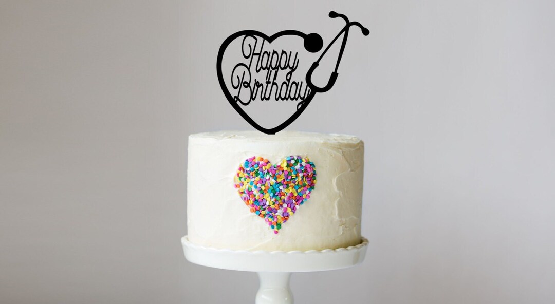 Feliz cumpleaños, estetoscopio de corazón de enfermera, topper de ...