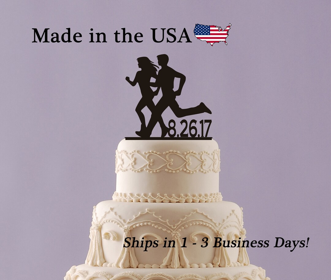 Couple Running Wedding Cake Topper Male and Female - Etsy