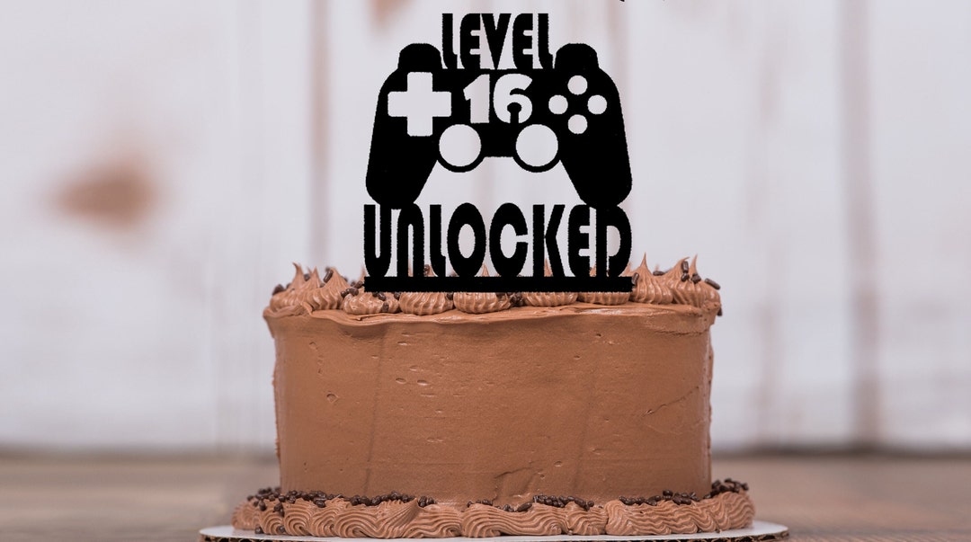 Level 16 Unlocked Cake Topper, Game Controller, Boys Birthday Party ...
