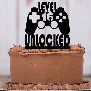 Level 16 Unlocked Cake Topper, Game Controller, Boys Birthday Party ...
