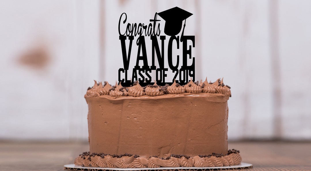 Graduation, Cake Topper, Cap and Gown, Congrats, High School Grad ...