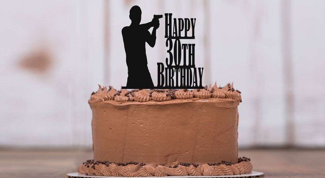 Gun Birthday Cake Topper, Any Age, Man Shooting, Mans Cake Topper ...