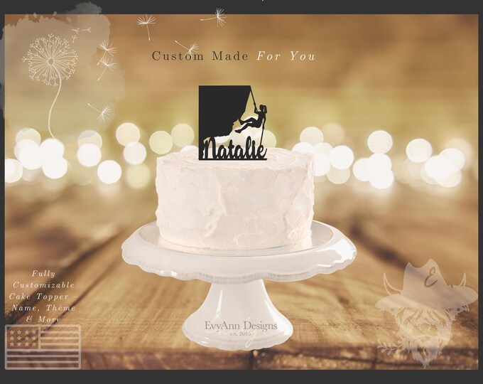 Custom Rock Climbing Acrylic Cake Topper, Rappelling Silhouette LT1128 ...