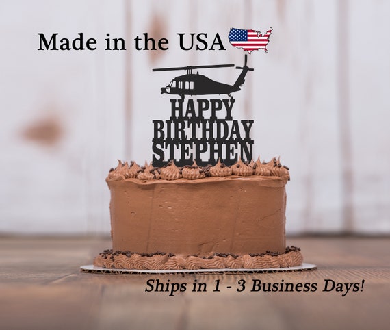 Helicopter Cake Topper Flying Boy Party Black Hawk | Etsy